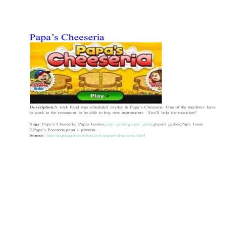 Papa’s cheeseria | DOCX