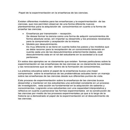 La experimentacion en las ciencias naturales | DOCX