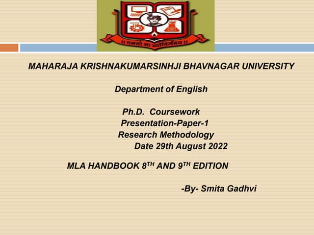 Mla 8th And 9th Edition Variations Ppt
