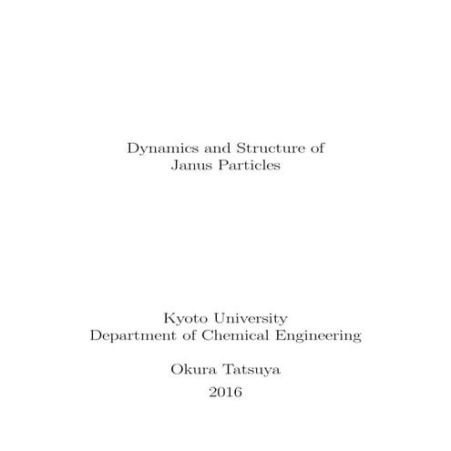 Dynamics and Structure of Janus Particles | PDF