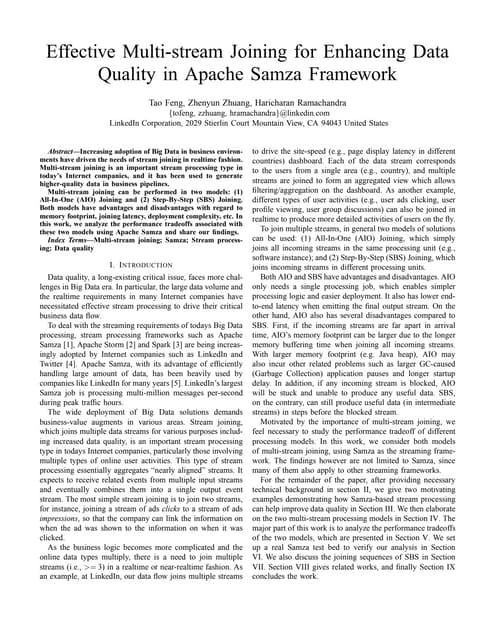 Effective Multi Stream Joining In Apache Samza Framework Pdf 7026