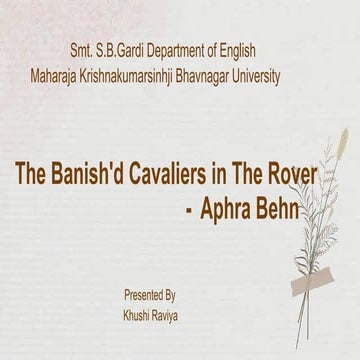 The Banish'd Cavaliers in The Rover - Aphra Behn | PPTX