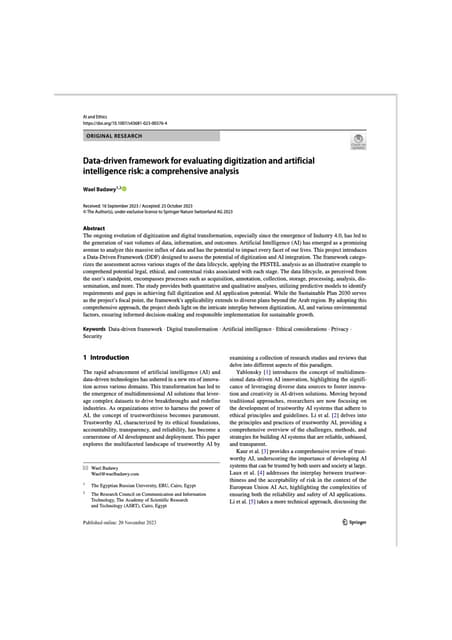 Data Driven Framework For Evaluating Digitization And Artificial
