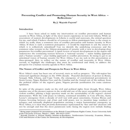 Paper conflict and human security in west africa | PDF