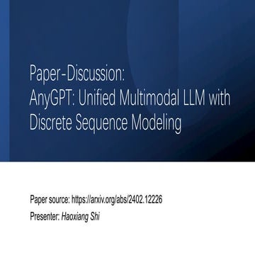 社内勉強会資料_AnyGPT_Unified Multimodal LLM with Discrete Sequence Modeling | PPT