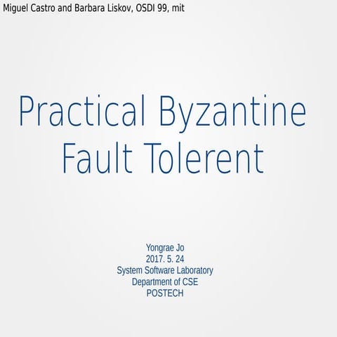 Practical Byzantine Fault Tolernace Pdf Information And Network Security Computing