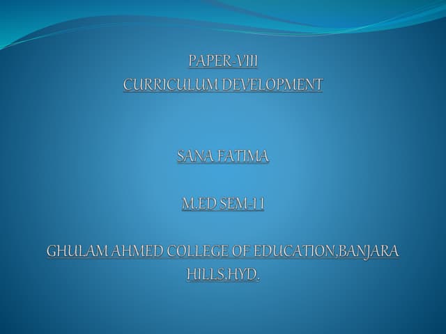 Tyler's model of curriculum evaluation | PPTX