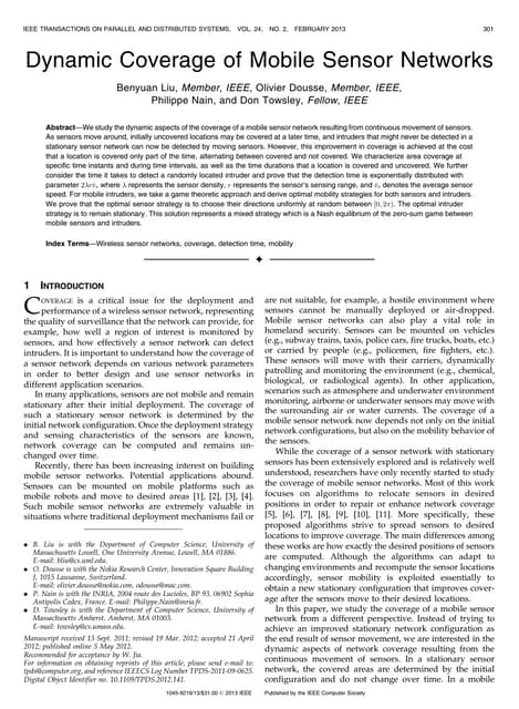 Dynamic coverage of mobile sensor networks | PDF