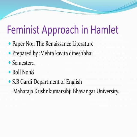 Feminist Approch in Hamlet | PPTX