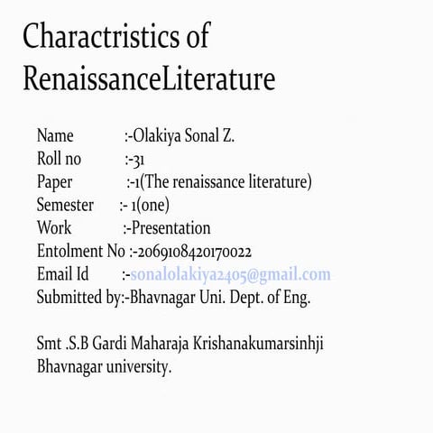 The Renaissance Literature | ODP