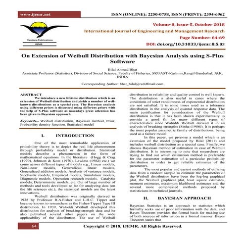 On Extension Of Weibull Distribution With Bayesian Analysis Using S 1074