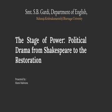 The Stage of Power: Political Drama from Shakespeare to the Restoration ...