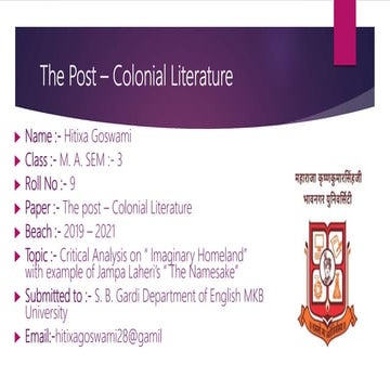 Paper 11 post colonial studies | PPTX | Fiction | Books and Literature