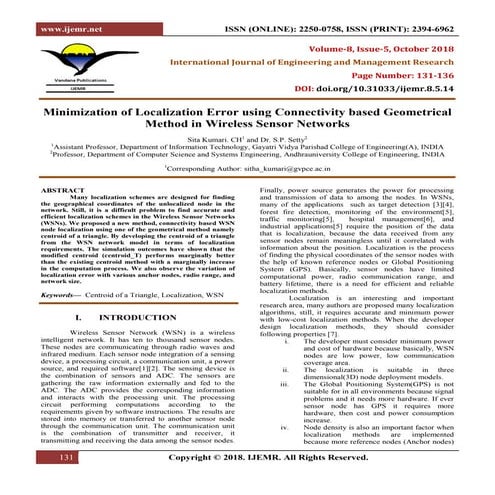Minimization Of Localization Error Using Connectivity Based Geometrical Method In Wireless