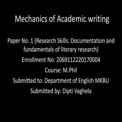 mechanics of academic writing | PPTX