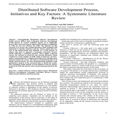 Distributed Software Development Process, Initiatives and Key Factors ...