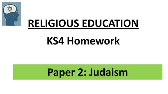 GCSE RE Paper 2 - Unit 2 - Judaism Keywords | PPT