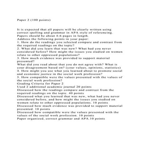 Paper 2 (100 points)It is expected that all papers will be c.docx