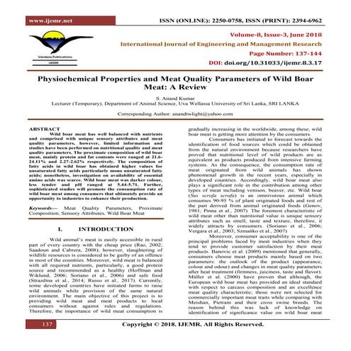 Physiochemical Properties and Meat Quality Parameters of Wild Boar Meat ...