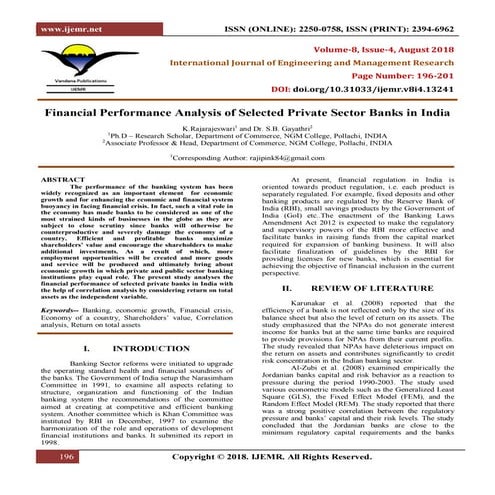 Financial Performance Analysis of Selected Private Sector Banks in ...