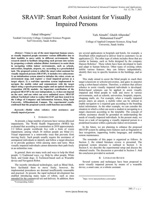 Assistance for Better Mobility and Improved Cognition of Elderly Blind ...