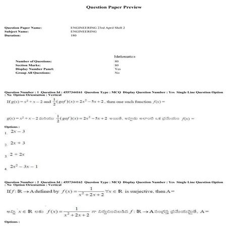AP EAMCET 2018 Previous Question Paper 4 | PDF
