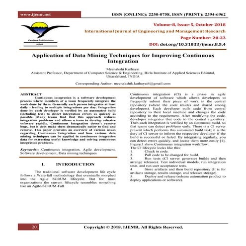 Application of Data Mining Techniques for Improving Continuous Integration | PDF