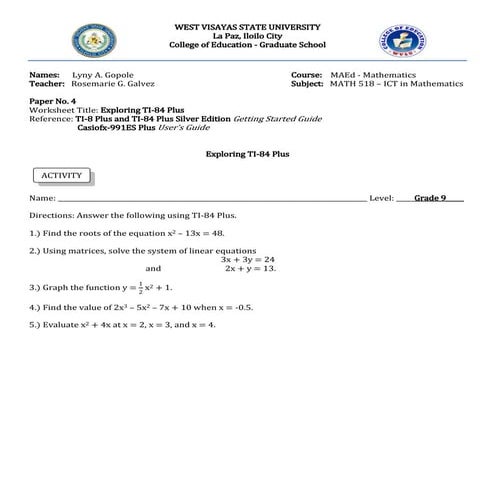 Paper 4 Calculator Worksheet | PDF | Physics | Science