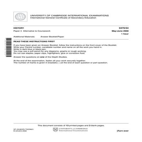 HISTORY IGCSE CONTENT - 20TH CENTURY OPTION - DEPTH STUDY GERMANY: THE ...