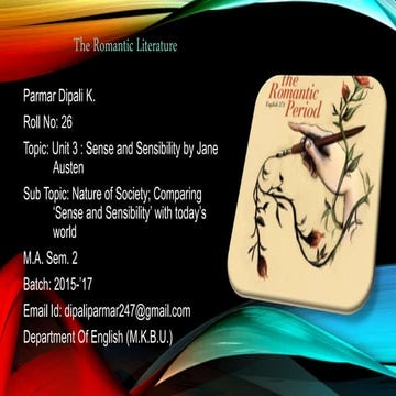 Nature of Society: Comparing Sense & Sensibility with Today's World | PPTX