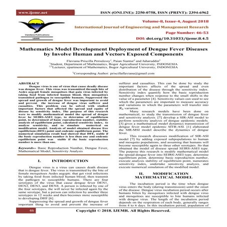 Mathematics Model Development Deployment of Dengue Fever Diseases by ...