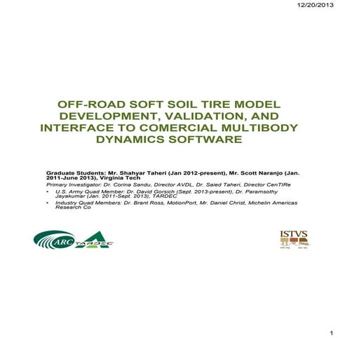 Off-Road Soft Soil Tire Model Development, Validation, and Interface to ...