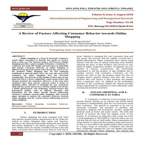 A Review of Factors Affecting Consumer Behavior towards Online Shopping | PDF