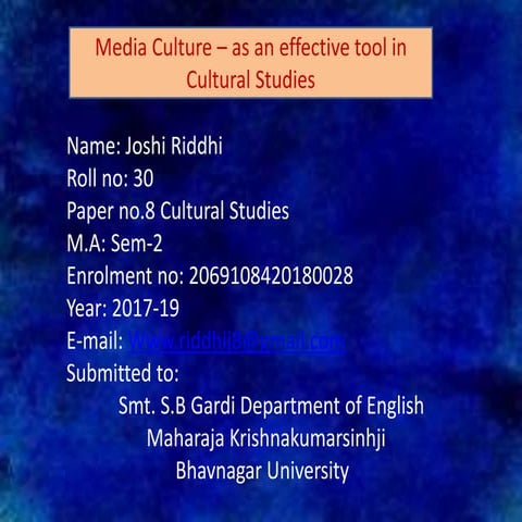 Media Cuture and Cultural Studies | PPTX