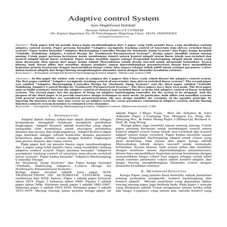 Paper adaptive control system (anis mh) | PDF