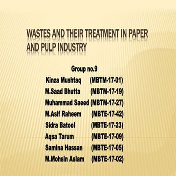 Paper and pulp industry waste and its management | PPTX