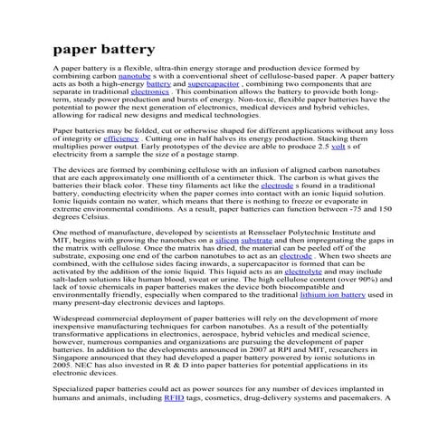 Paper battery | PDF