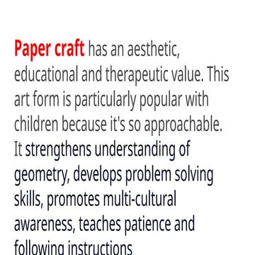 papercraft - Aesthetic and therapeutic value. | PPT