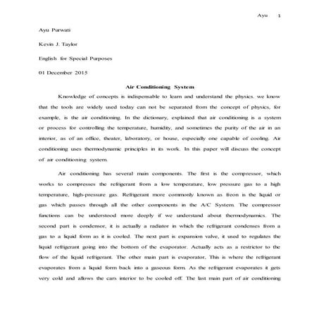 Paper Air conditioning System | DOCX | Physics | Science