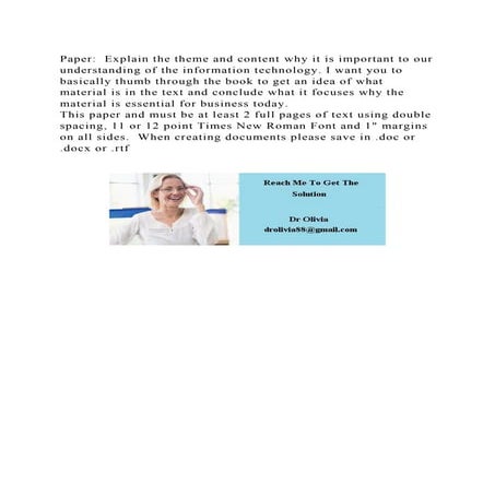 Paper Explain the theme and content why it is important to our und.docx