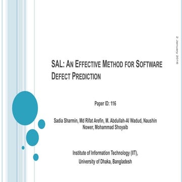 SAL: An Effective Method for Software Defect Prediction | PPT