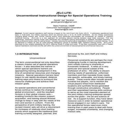 JELC-Lite: Unconventional Instructional Design for Special Operations ...