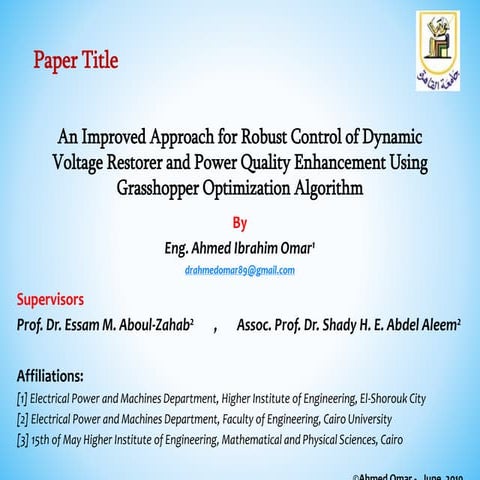 An Improved Approach For Robust Control Of Dynamic Voltage Restorer And