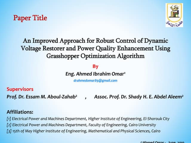 An Improved Approach For Robust Control Of Dynamic Voltage Restorer And