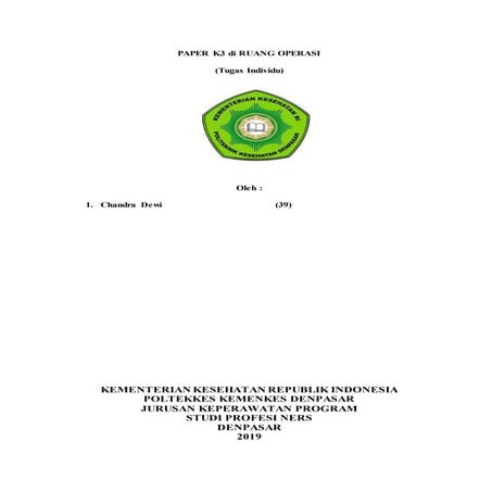 Paper k3 di ruang operasi tugas individu | DOCX