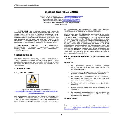 Paper Sistema Operativo Linux | PDF