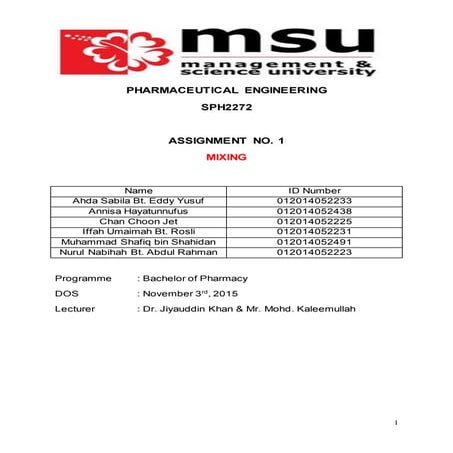 Mixing in Pharmaceutical Industry | PDF