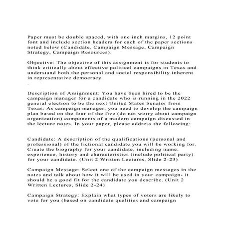 Paper must be double spaced, with one inch margins, 12 point fon.docx