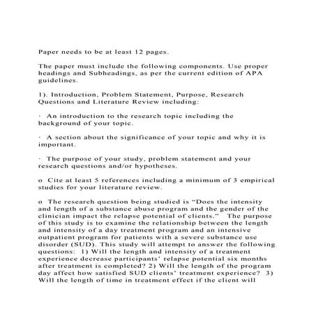 Paper needs to be at least 12 pages. The paper must include .docx