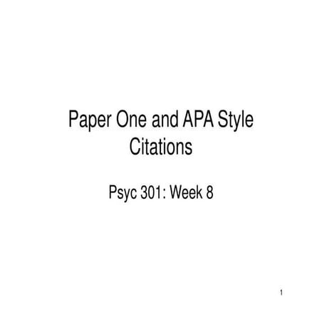 Paper One And APA Style Citations | PDF